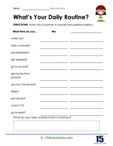 Daily Routine Worksheets - 15 Worksheets.com