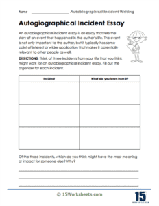 Autobiographical Writing Worksheets | Self-Discovery - 15 Worksheets.com