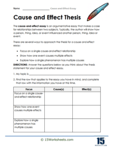 Cause and Effect Essay Worksheets - 15 Worksheets.com