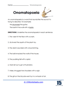 Onomatopoeia Worksheets | Figurative Language Use - 15 Worksheets.com