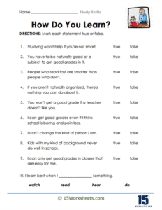 Study Skills Worksheets | Effective Routines For Success - 15 ...