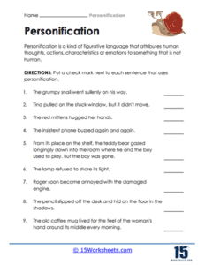 Personification Worksheets | Figurative Language - 15 Worksheets.com