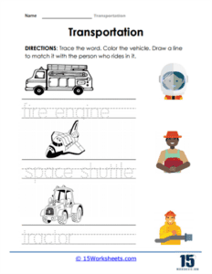 Transportation Worksheets | Vehicle Names - 15 Worksheets.com