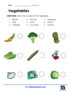 Vegetables Worksheets | Healthy Food Vocabulary - 15 Worksheets.com