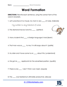 Word Formation Worksheets | Contextual Vocabulary - 15 Worksheets.com