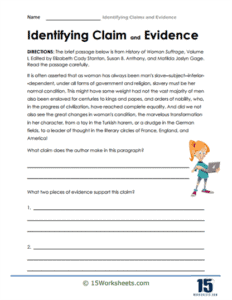 Claim vs. Evidence Worksheets - 15 Worksheets.com