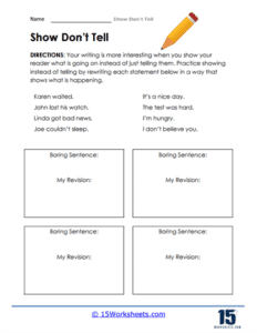 Show Don't Tell Worksheets - 15 Worksheets.com