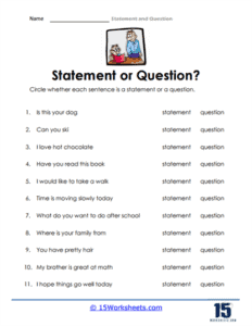 Statements and Questions Worksheets | Create & Engage - 15 Worksheets.com