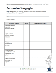 Persuasiveness of a Text Worksheets - 15 Worksheets.com