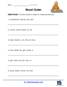 Word Order Worksheets | Writing Composition - 15 Worksheets.com