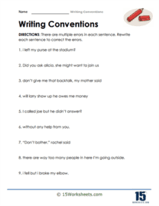 Writing Conventions Worksheets - 15 Worksheets.com