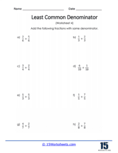 Least Common Denominator Worksheets | Fraction Series - 15 Worksheets.com