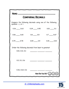 Comparing Decimals Worksheets - 15 Worksheets.com