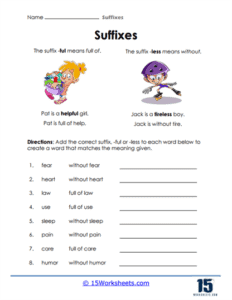 Suffixes Worksheets | Understand Word Endings - 15 Worksheets.com