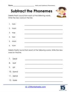 Add and Subtract Phonemes Worksheets - 15 Worksheets.com
