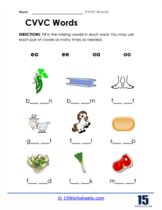 CVVC Words Worksheets | Phonics Collection of Drills - 15 Worksheets.com