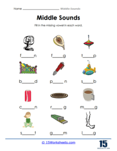 Middle Sounds Worksheets | Phonics Skills - 15 Worksheets.com