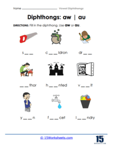 Vowel Diphthongs Worksheets | Early Readers - 15 Worksheets.com