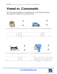 Vowels vs. Consonants Worksheets | Phonics Awareness - 15 Worksheets.com