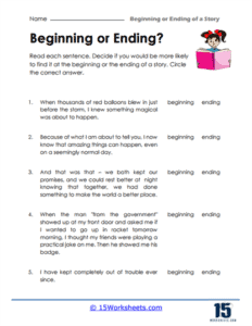 Beginning or Ending of a Story Worksheets - 15 Worksheets.com