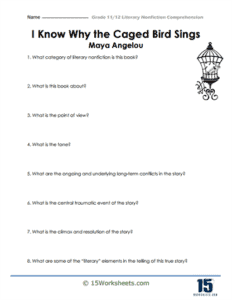 High School Literary Nonfiction Comprehension Worksheets