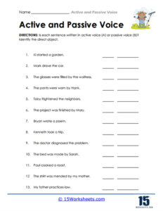 Active and Passive Voice Worksheets | Better Writing - 15 Worksheets.com