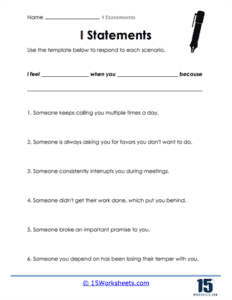 I Statements Worksheets | Confident Expression - 15 Worksheets.com