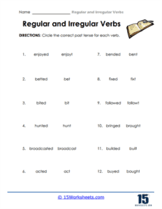 Regular and Irregular Verbs Worksheets | Grammar Series - 15 Worksheets.com