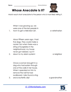 Anecdotes Worksheets - 15 Worksheets.com