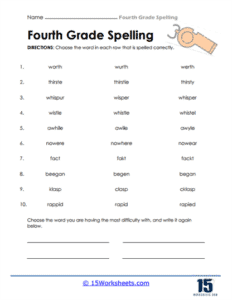 4th Grade Spelling Words Worksheets | Build Confidence - 15 Worksheets.com
