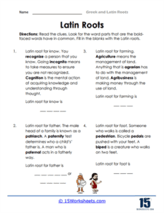 Greek and Latin Roots Worksheets - 15 Worksheets.com