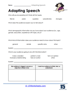 Adapting Speech Worksheets | Audience-Centric - 15 Worksheets.com