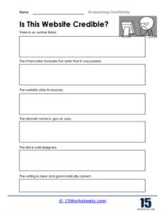 Evaluating Credibility Worksheets - 15 Worksheets.com