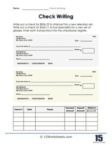Check Writing Worksheets - 15 Worksheets.com
