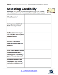 Deciding On Sources Worksheets - 15 Worksheets.com