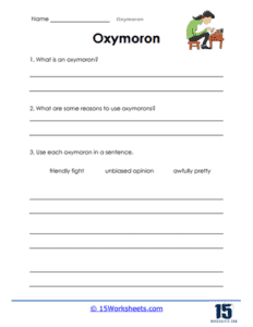 Oxymoron Worksheets | Contradictory Expressions - 15 Worksheets.com