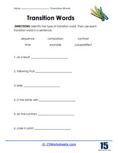 Transition Words Worksheets | Linking Ideas - 15 Worksheets.com