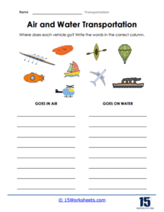 Transportation Worksheets | Vehicle Names - 15 Worksheets.com