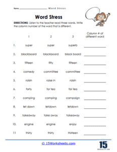 Word Stress Worksheets - 15 Worksheets.com