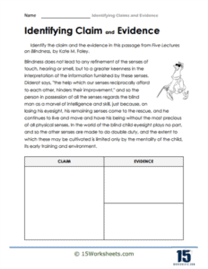 Claim vs. Evidence Worksheets - 15 Worksheets.com