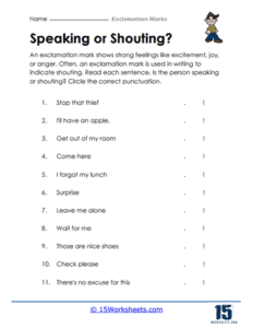 Exclamations Worksheets - 15 Worksheets.com