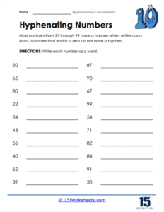 Hyphens Worksheets | Punctuation Skills - 15 Worksheets.com