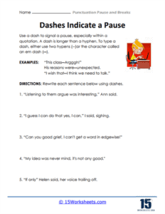 Pauses Worksheets | Enhance Writing Flow - 15 Worksheets.com