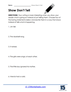 Show Don't Tell Worksheets - 15 Worksheets.com