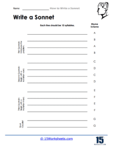 Sonnets Worksheets | Rhythm & Rhyme Tools - 15 Worksheets.com