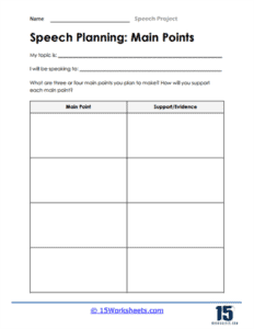 Speech Projects Worksheets - 15 Worksheets.com