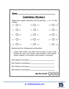 Comparing Decimals Worksheets - 15 Worksheets.com
