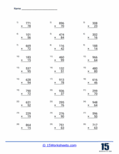 2 digit by 3 digit Multiplication Worksheets - 15 Worksheets.com