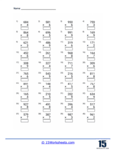 3 digit by 1 digit Multiplication Worksheets - 15 Worksheets.com
