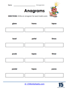 Anagrams Worksheets - 15 Worksheets.com